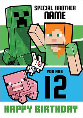 Minecraft Birthday Cards Print Outs